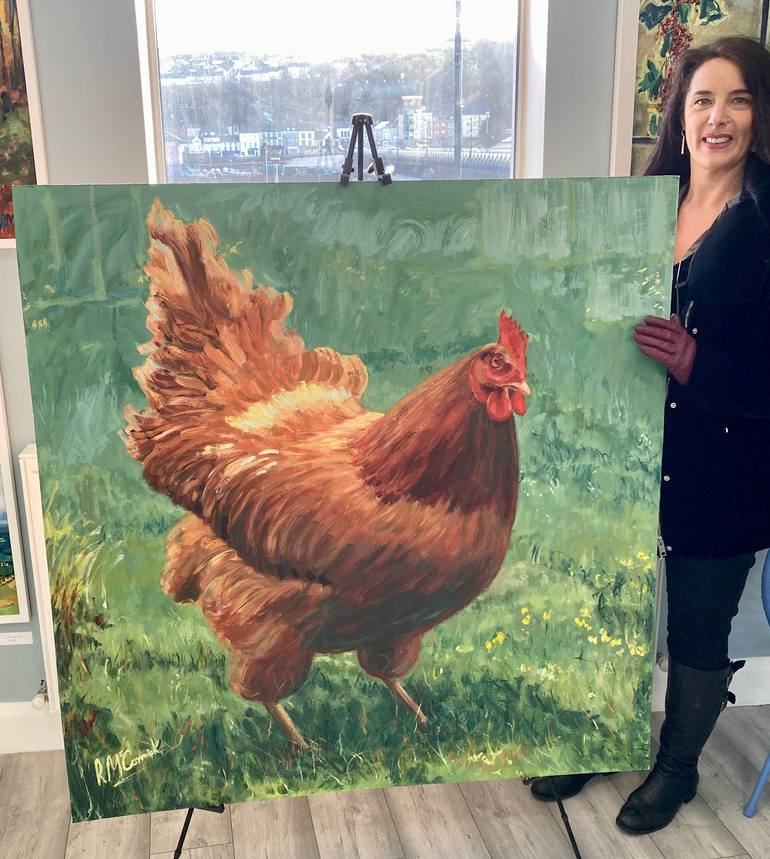Red Hen Painting by Rachel McCormick | Saatchi Art