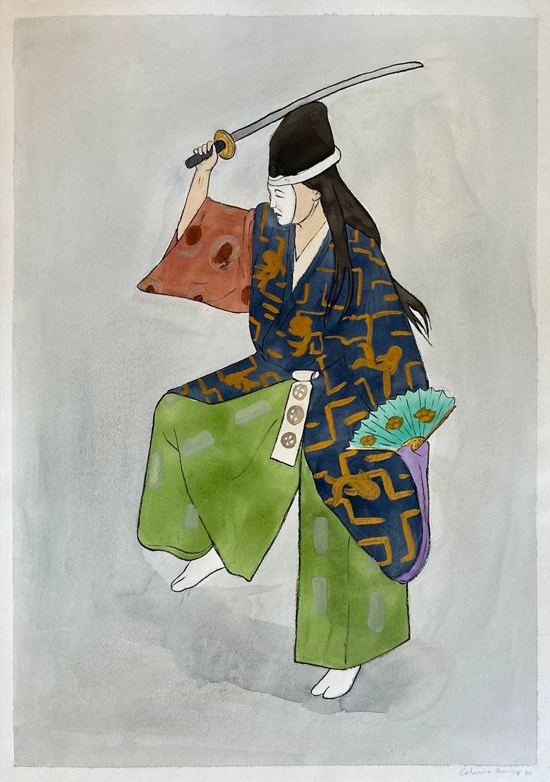 Teatro Noh Painting by Catarina Quintas | Saatchi Art