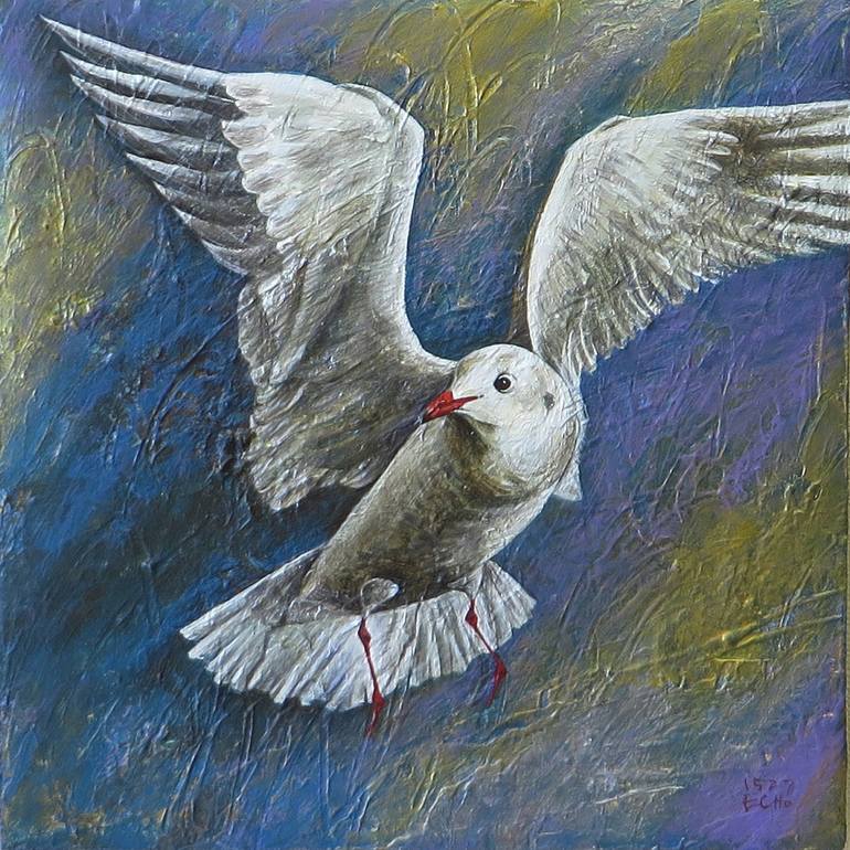 Timeless-1527 (white tern) Painting by ECHO Cho | Saatchi Art