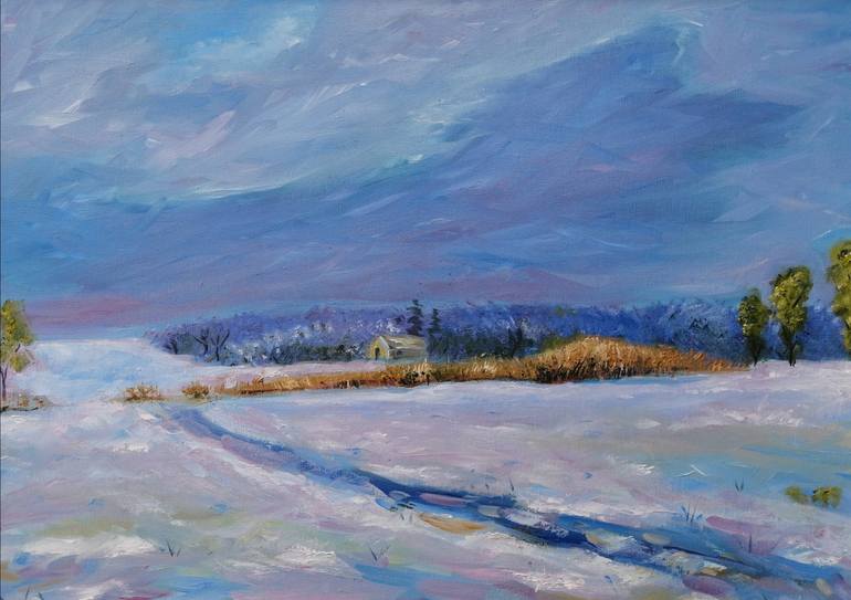 Oil painting Winter landscape Painting by Andrey Nesterov | Saatchi Art