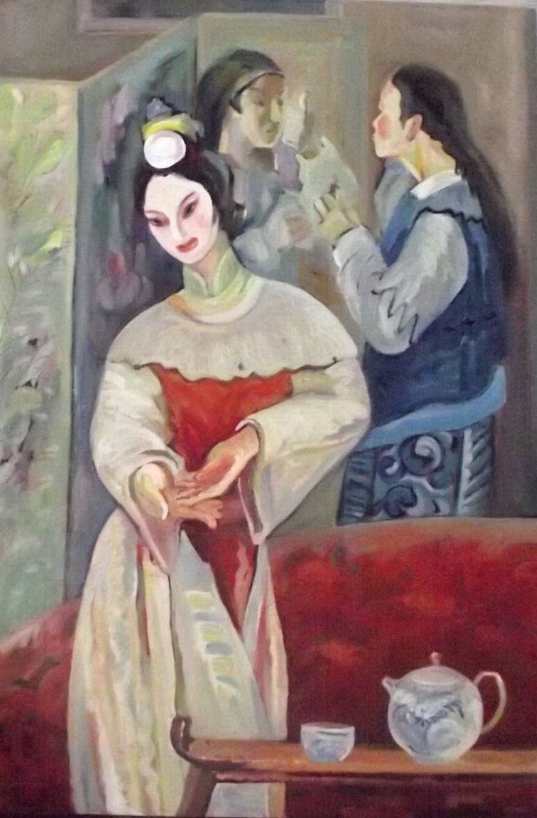 Lady in Rose Painting by Tang Ying | Saatchi Art