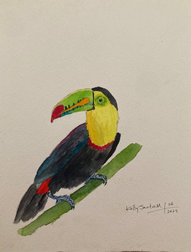 Keel-billed toucan Painting by Kelly Santos | Saatchi Art