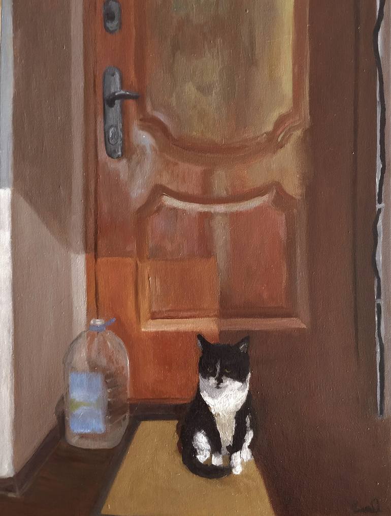Family cat Painting by Ksenya Slobodchikova | Saatchi Art