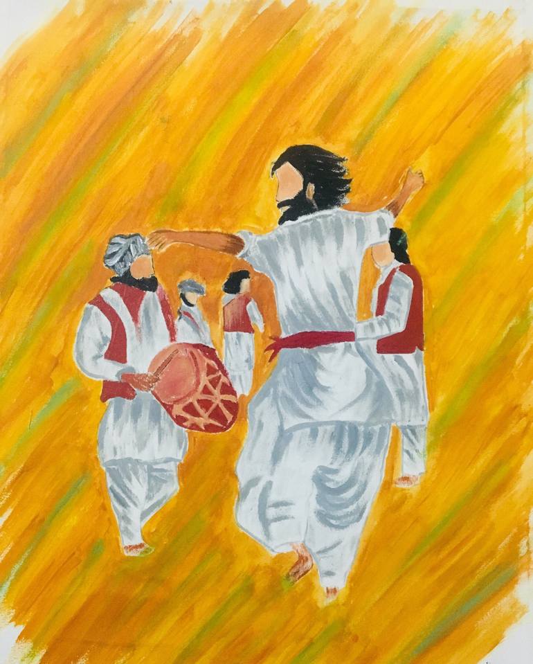 Pakhtun Cultural Dance- Attan Painting by Asad Hasan | Saatchi Art