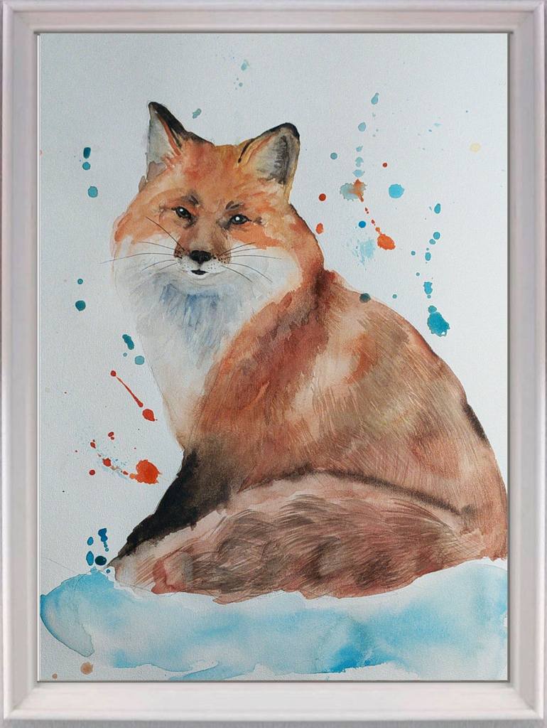 Fox Fox Watercolor ORIGINAL A4 size Living room wall decor Art FOX ...