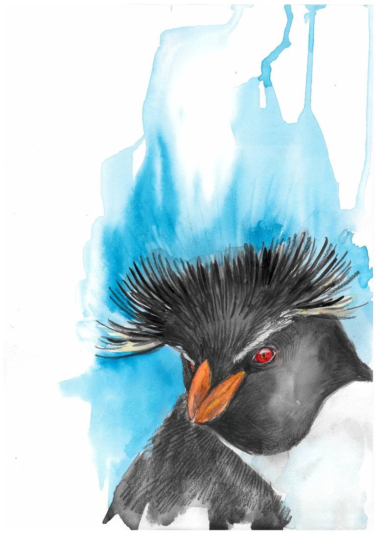 Rockhopper penguin watercolor painting, animal, illustration, Sea art ...