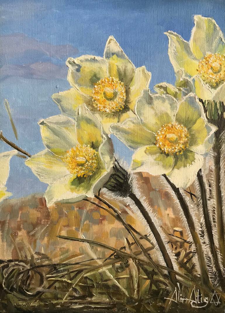 Snowdrops Painting by Aliv Atis | Saatchi Art