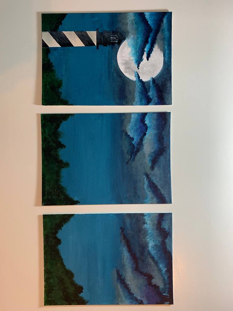 Three pieced art of the night sky Painting by Ana Shutevska | Saatchi Art