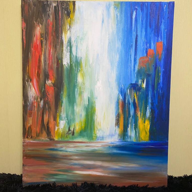 Interior oil painting Behind the waterfall» Painting by Sergey Muradyan | Saatchi Art