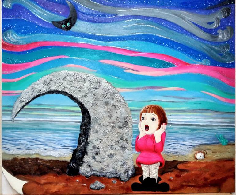 Fly Me To The Moon Painting by Kazo Furukawa | Saatchi Art