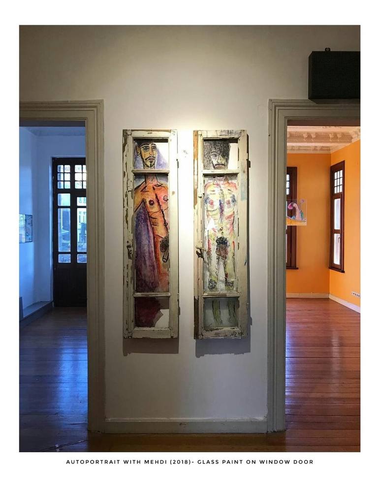 selfportrait with mehdi Painting by LuKo Kobuszewski | Saatchi Art