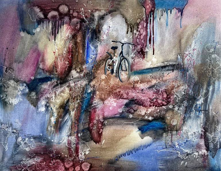 “Rainy-day bike ride”, Autumn cycling Painting by Yuliya Smolenchuk ...