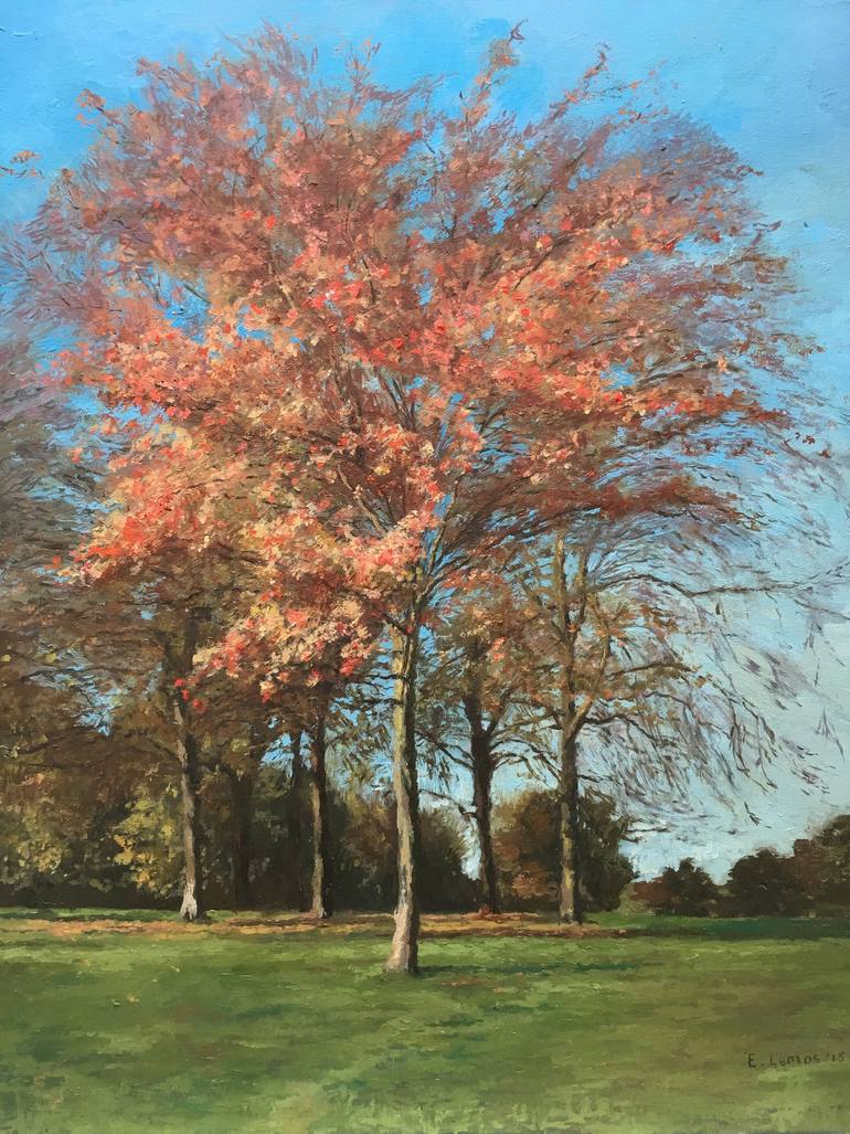 The Red Tree Painting by Elly Hadjipateras | Saatchi Art