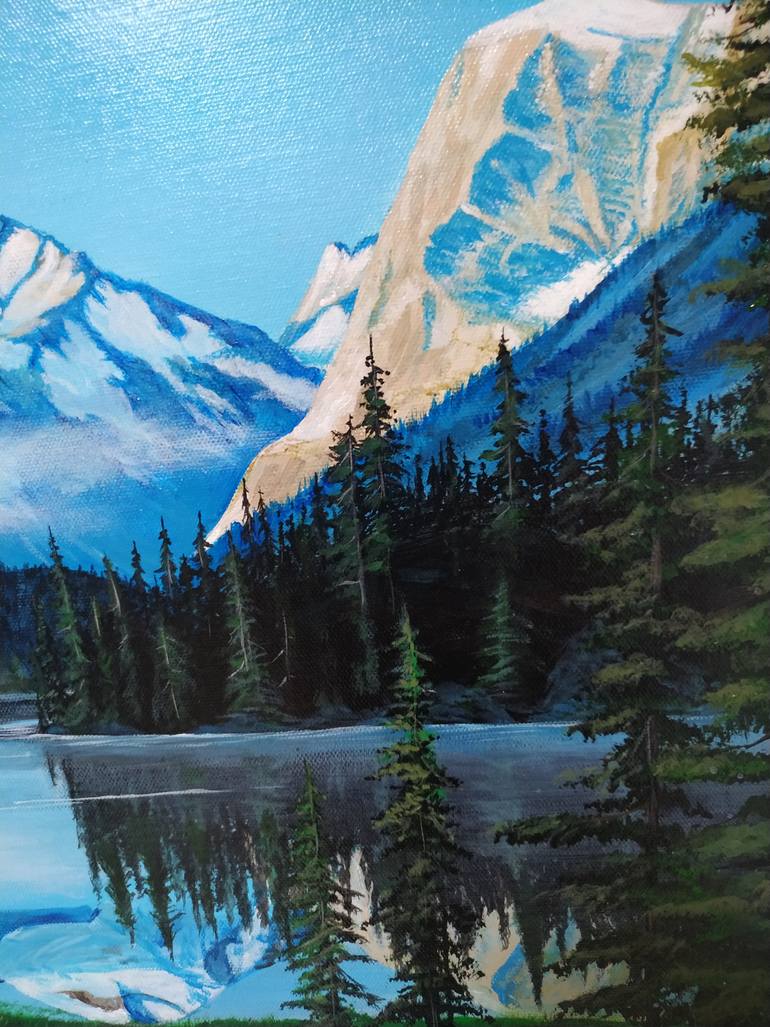 Jasper National Park. Morning fog. Painting by Tali Segev | Saatchi Art