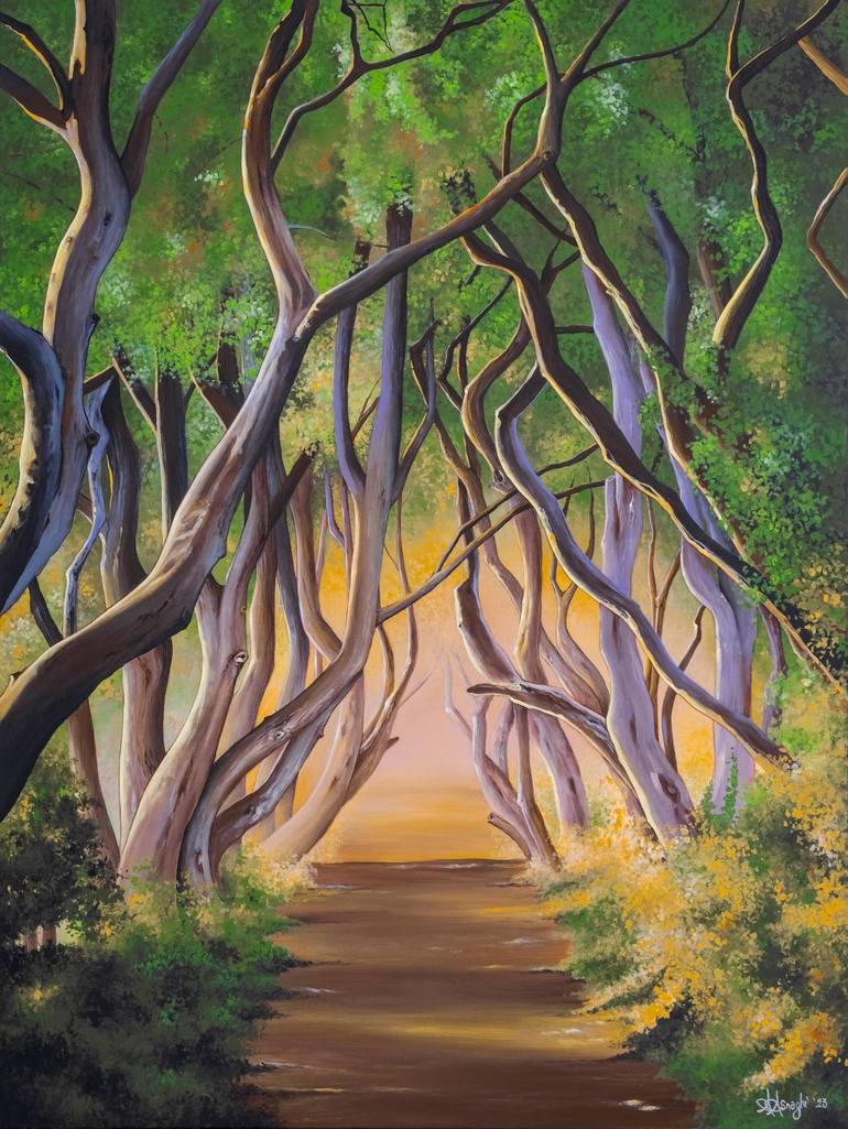 The Dark Hedges Painting by Alice Asnaghi | Saatchi Art
