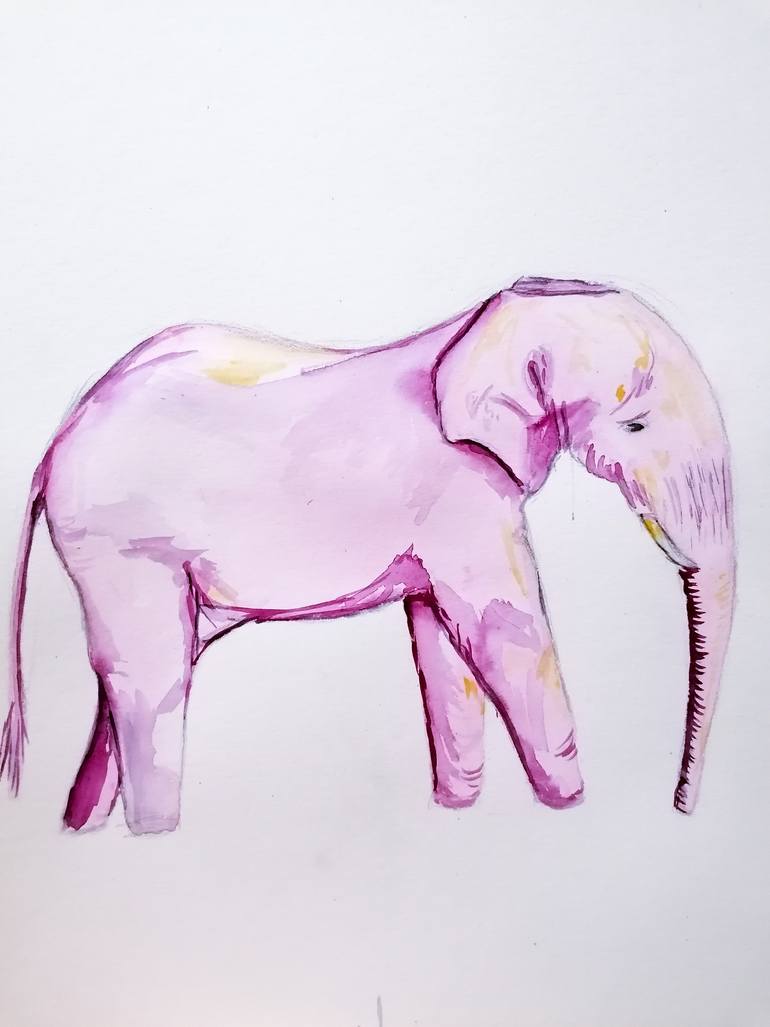 The pink elephant Painting by Svetlana Isakova | Saatchi Art