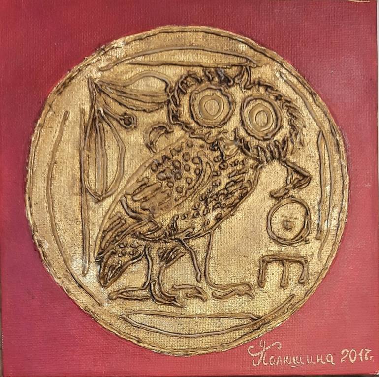 Athenian owl - a symbol of ancient Greek coins Painting by Lyubov ...