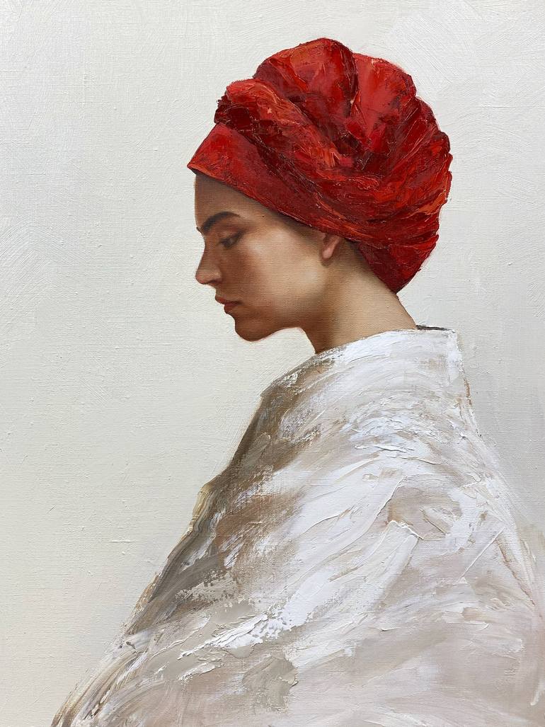 Woman in red turban Painting by Daria Klepova | Saatchi Art