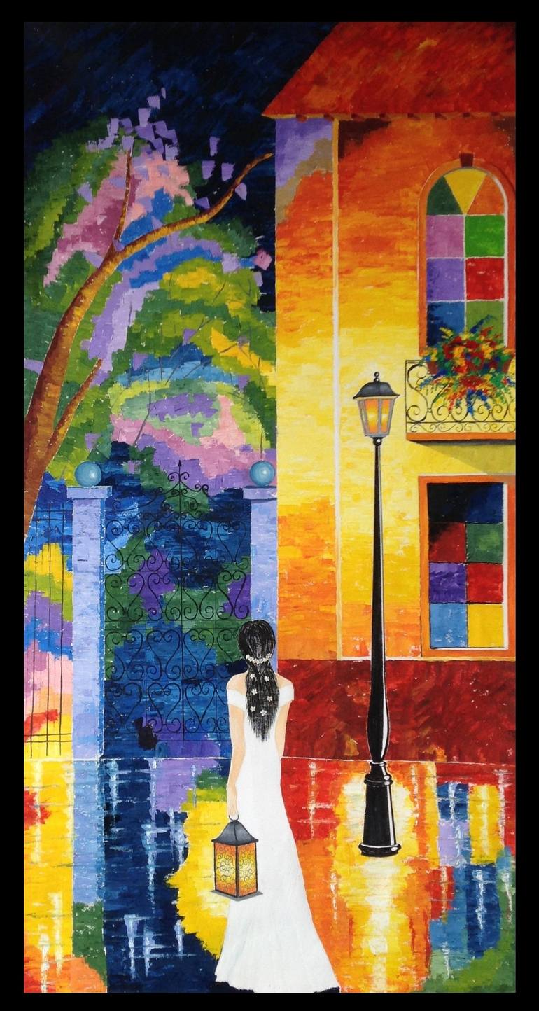 Back home after a night of love. Hand painted picture. Painting by ...