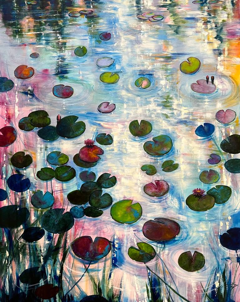 I Love Waterlilies 2 Painting by Sandra Gebhardt-Hoepfner | Saatchi Art