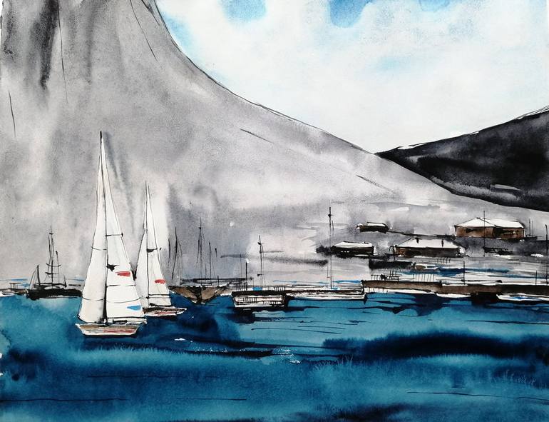 Scandinavian landscape Painting by Marina Zhukova | Saatchi Art