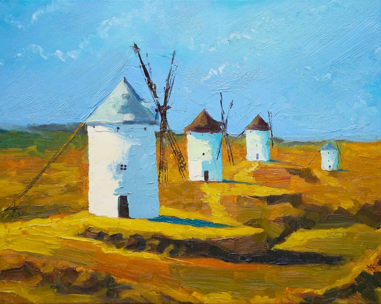 The Windmills of Consuegra Painting by Andrei Voica | Saatchi Art
