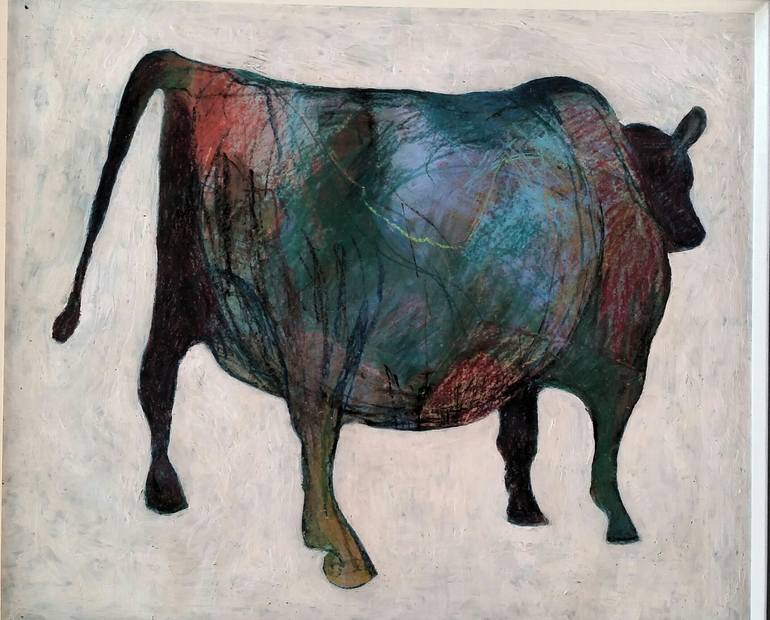 Blue Cow Three-quarter Rotated Painting by Barbara Kerwin | Saatchi Art