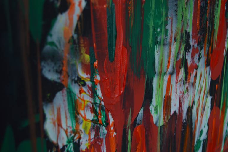 Vertical. Green Red Abstract. Painting by Julia Leon | Saatchi Art