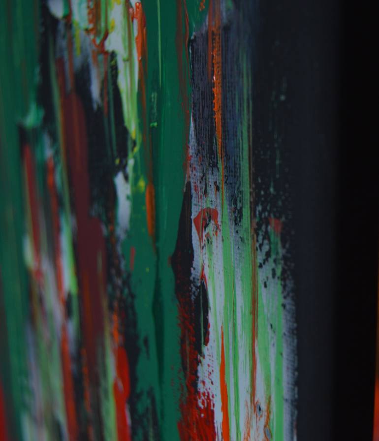 Vertical. Green Red Abstract. Painting by Julia Leon | Saatchi Art