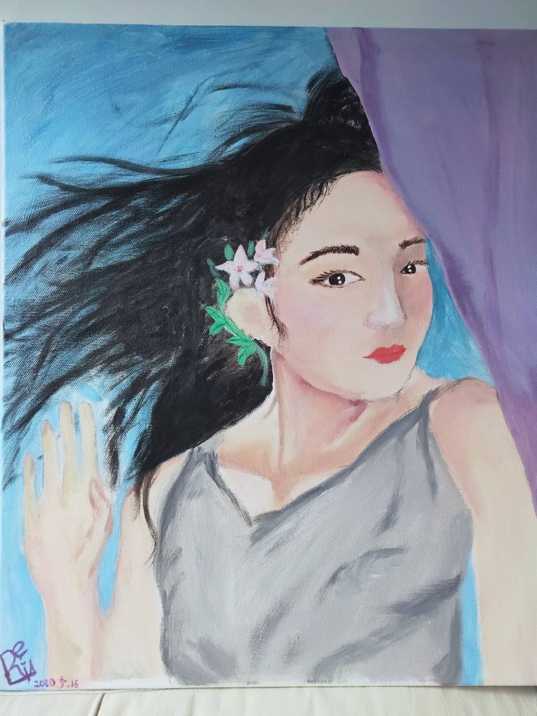 flying flower girl Painting by Brandy Li | Saatchi Art