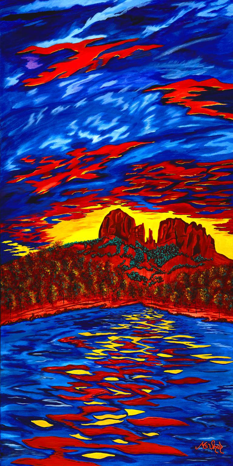 Fire In The Sky Painting by Clark Sheppard | Saatchi Art