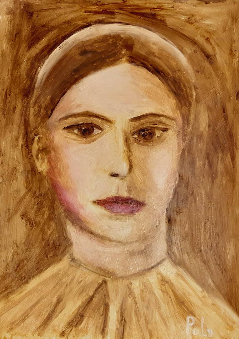 Portrait of a pensive woman Painting by Vera Polyachenko | Saatchi Art