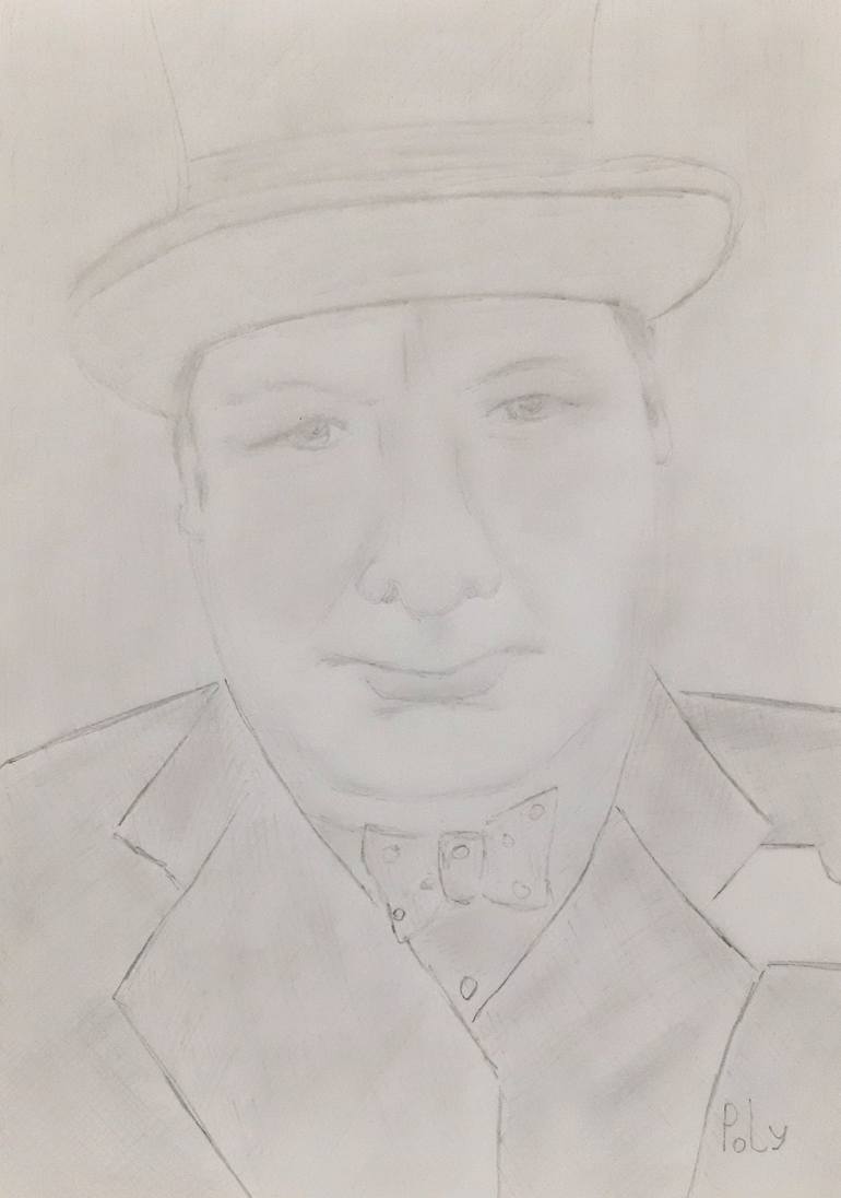 Winston Churchill, portrait, politician, pencil drawing Drawing by Vera ...
