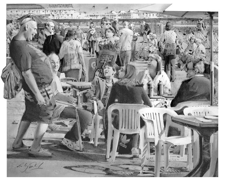 Brighton Seafront Buffoon Drawing by anthony cowland | Saatchi Art