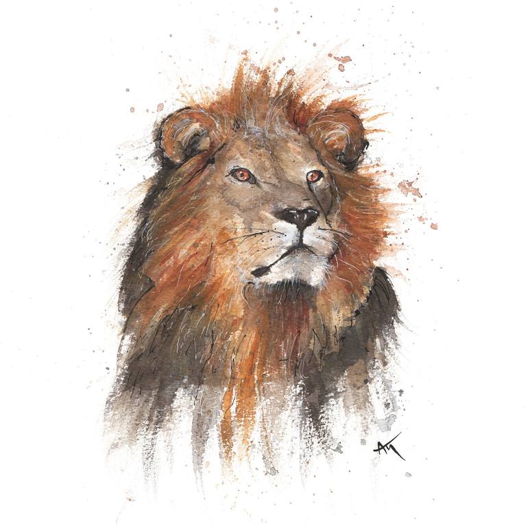 Lion - Wildlife Collection Painting by Andreea Nae | Saatchi Art