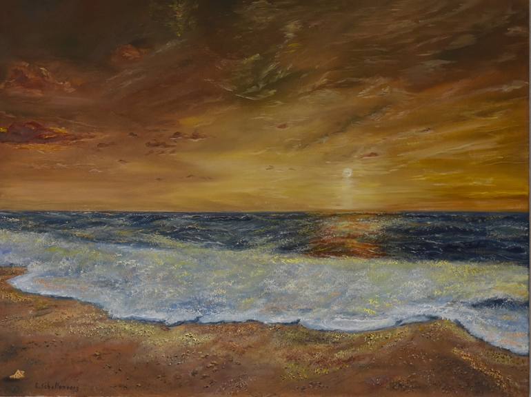 Golden sunset Painting by Lusie Schellenberg | Saatchi Art