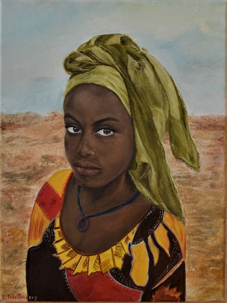 The girl from the tribe Cheva Painting by Lusie Schellenberg | Saatchi Art