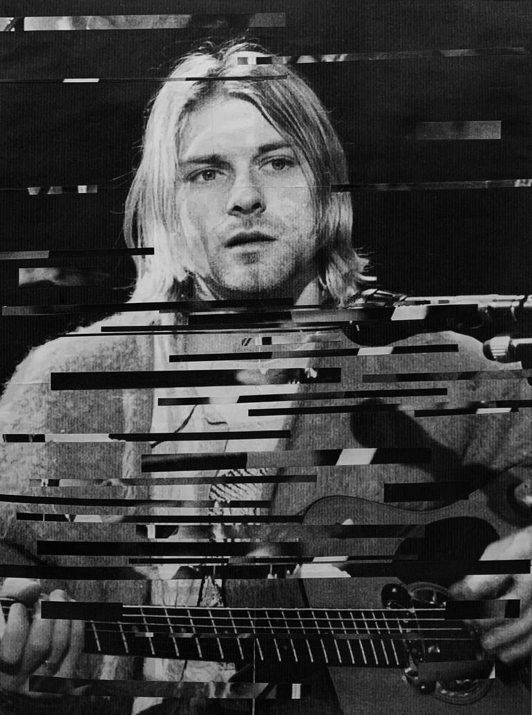 KURT COBAIN - 70x50cm // original collage art, glitched, gift, music ...