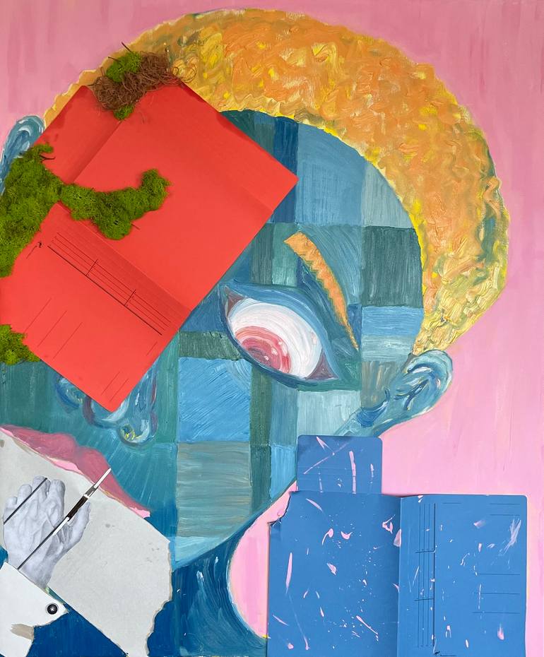 Defenestration by Stamp Painting by Tiberiu Protopopescu | Saatchi Art