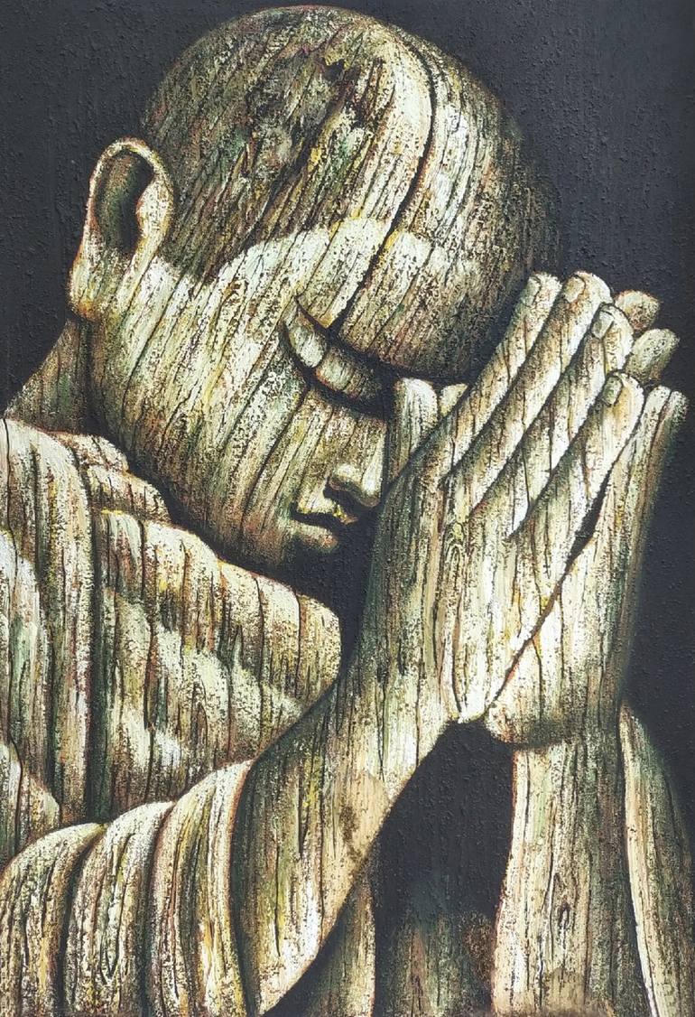 Humility (little Buddha) - acrylic painting, office decor, home ...