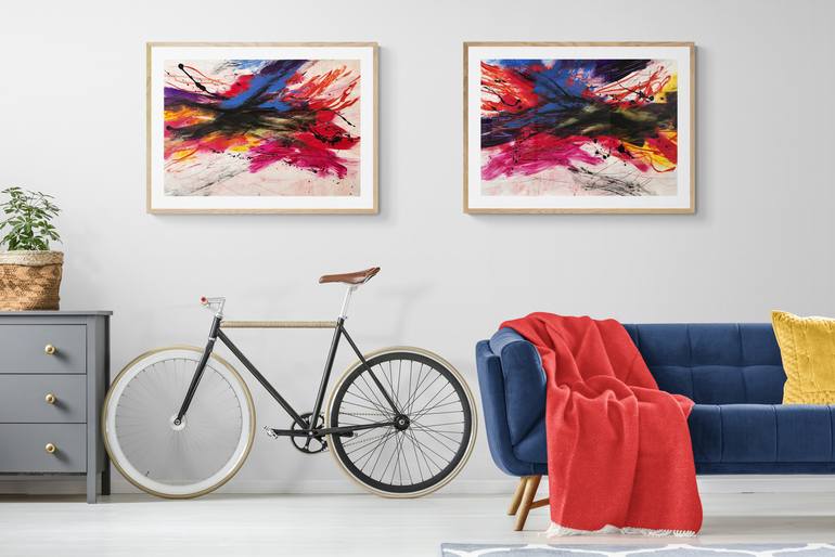 Tough Punch - expressive abstract diptych Painting by Michael Khripin ...