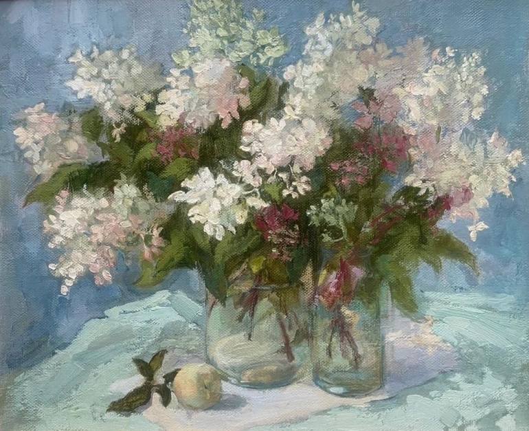 White Hydrangeas Painting by Julia Dragoon | Saatchi Art