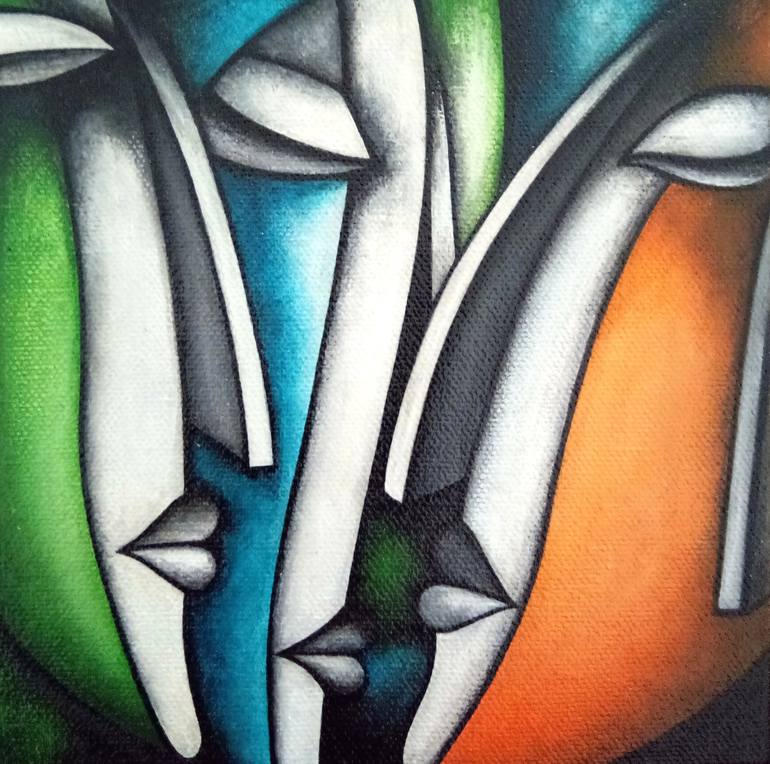 ABSTRACT WITH THREE FIGURES Painting by Nidhi Agarwal | Saatchi Art