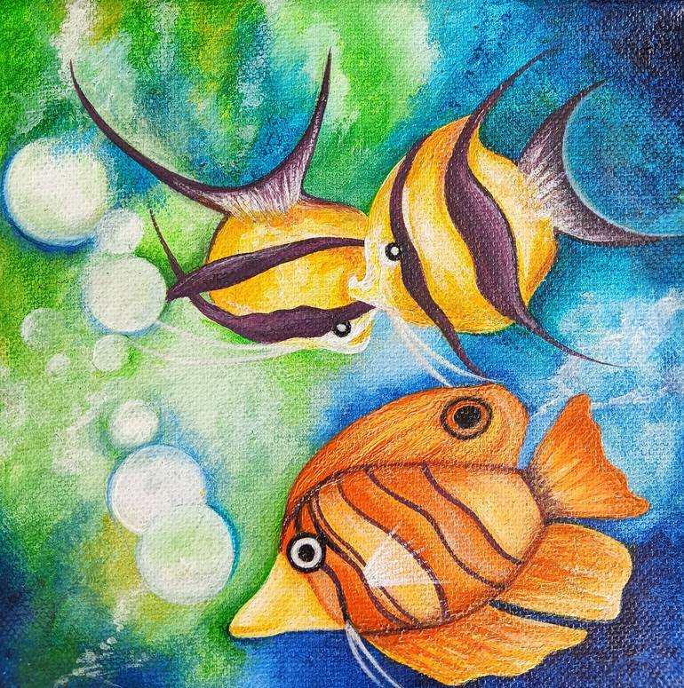 LIVELY FISH LIFE Painting by Nidhi Agarwal | Saatchi Art