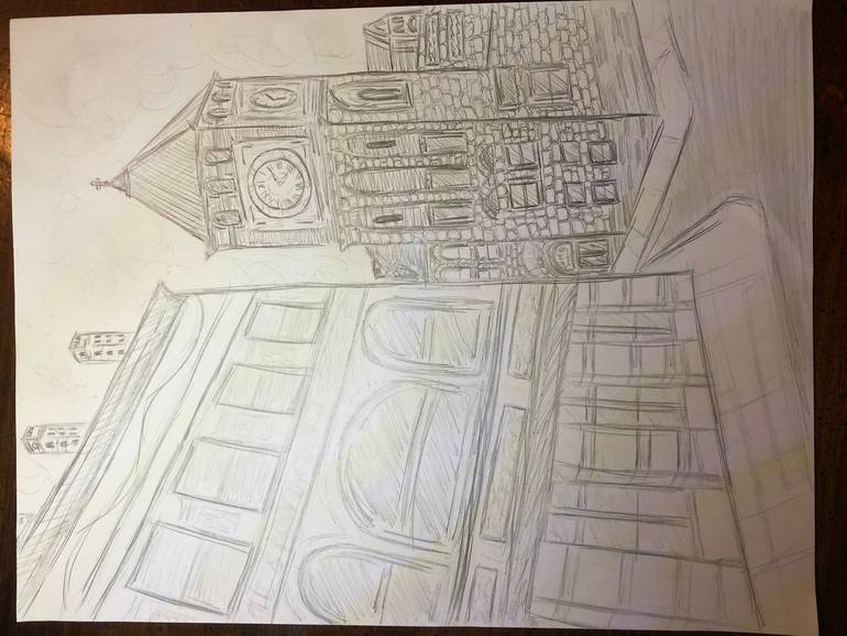 Clocktower Drawing by Mary Maier | Saatchi Art