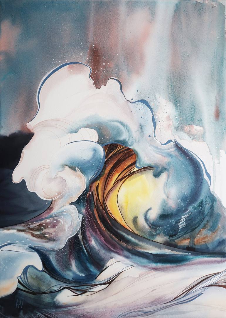 Restless sea Painting by Alla Vlaskina | Saatchi Art