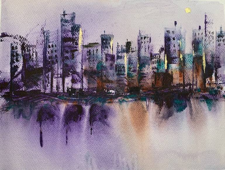 Moon over Manhattan Painting by Carol Magai | Saatchi Art