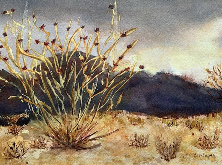 Ocotillo Rising Painting by Carol Magai | Saatchi Art