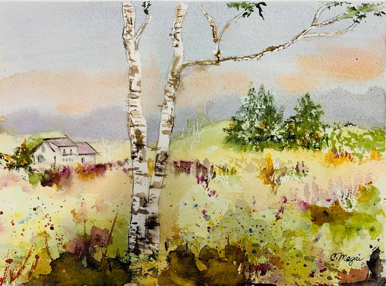 Birch Trees Observing Painting by Carol Magai | Saatchi Art