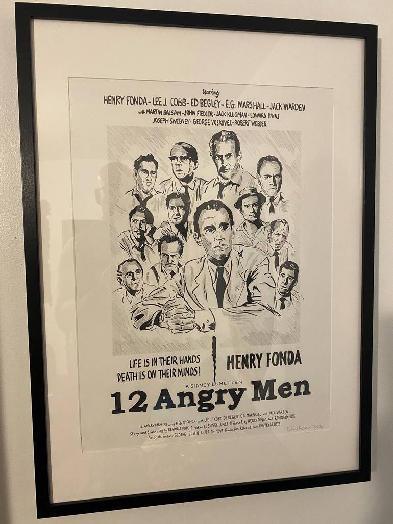 12 Angry men vintage poster rendition hand drawn Drawing by Rohail ...